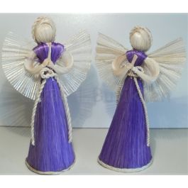 Håndlavet Engel i lilla og mange andre engle og figurer